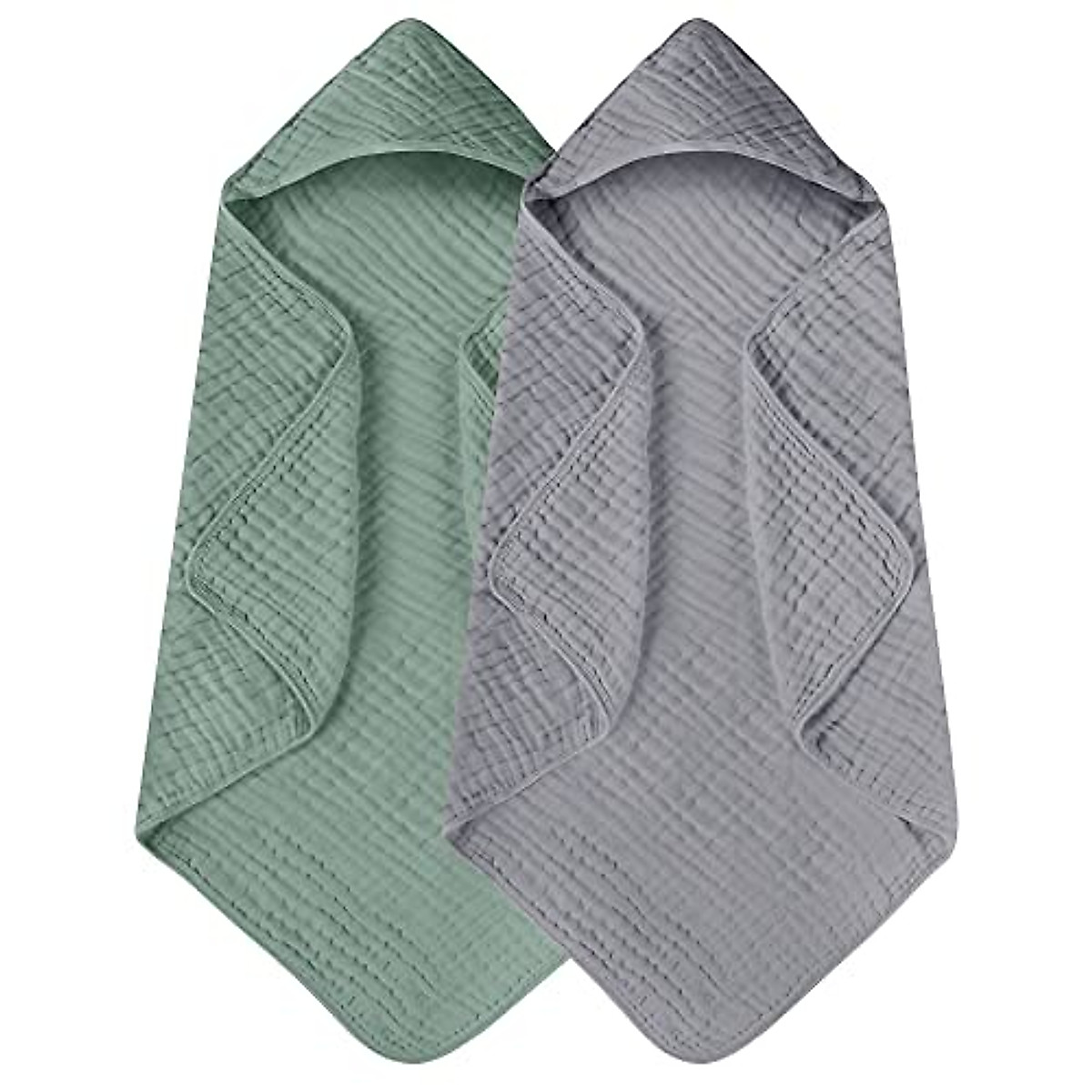 Yoofoss Baby Bath Towel 2 Pack 100% Muslin Cotton Hooded Towels for Babies, Infant and Toddler, Large 32x32Inch, Extra Soft and Absorbent Newborn Essential