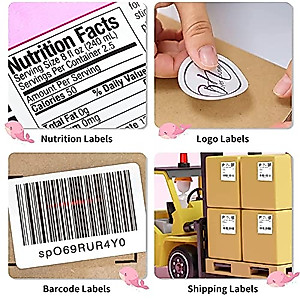 Phomemo Thermal Label Printer, with Label Holder and Pack of 500 4x6 Fan-fold Labels, Pink Direct USB Thermal 4×6 Shipping Label Printer Maker, PM-246s Series