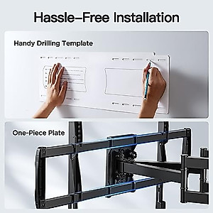 PERLESMITH Full Motion TV Wall Mount for 50”-90” TVs, TV Mount Bracket Dual Articulating Arms Swivel Extension tilt up to 165lbs, Max VESA 800x400mm, Fits 16”18” to 24" Studs, PSXFK1