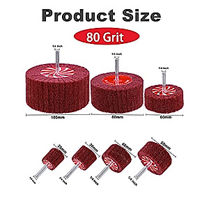 14 Pack Rocaris Buffing Flap Wheels - 7 Size Flap Disk - 1/4 Inch Shanks Fit All Drills - 80 Grits