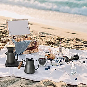 SOTECH Pour Over Coffee Maker Gift Set, All in 1 Coffee Kits- 304 Stainless Steel Kettle with Thermometer,Coffee Grinder, Coffee Dripper & Server of Portable Travel Bag