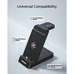 Charging Station for Multiple Devices Apple, 3 in 1 Fast Wireless Charger Dock Stand for iPhone 14 Pro Max/13/12/11/X/8 Plus, Apple Watch Series Ultra/8/7/6/SE/5/4/3/2 and Airpods with Adapter
