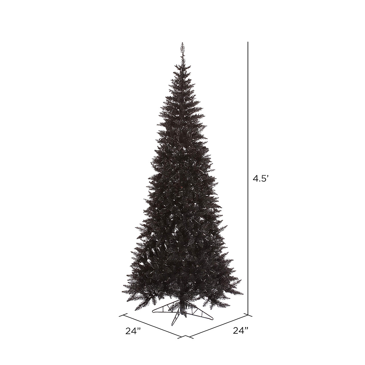 Vickerman 4.5' Black Fir Slim Artificial Christmas Tree Unlit, Seasonal Indoor Home Decor