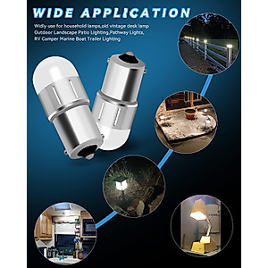 Keiurot 93 Bulb 89 67 Led Bulb S8 BA15S 1156 1141 Bulb 10-30Volt AC/DC for Desk Lamp,Outdoor Landscape Patio Lighting,Pathway Lights,RV Camper Marine Boat Trailer Lighting White,2Pack