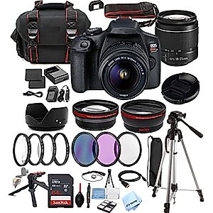 T7 DSLR Camera w/EF-S 18-55mm F/3.5-5.6 Zoom Lens + Al’s Variety Accessories Includes: 64GB Memory + Wide & Telephoto Threaded Lenses + Case + Tripod + Grip Pod + More (37pc Bundle)