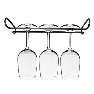 eastbao Wine Glass Rack Under Cabinet Shelf Glasses Holder Storage With Drying Stemware Rack Under Counter Metal Hanger Hanging Rack for Kitchen Black