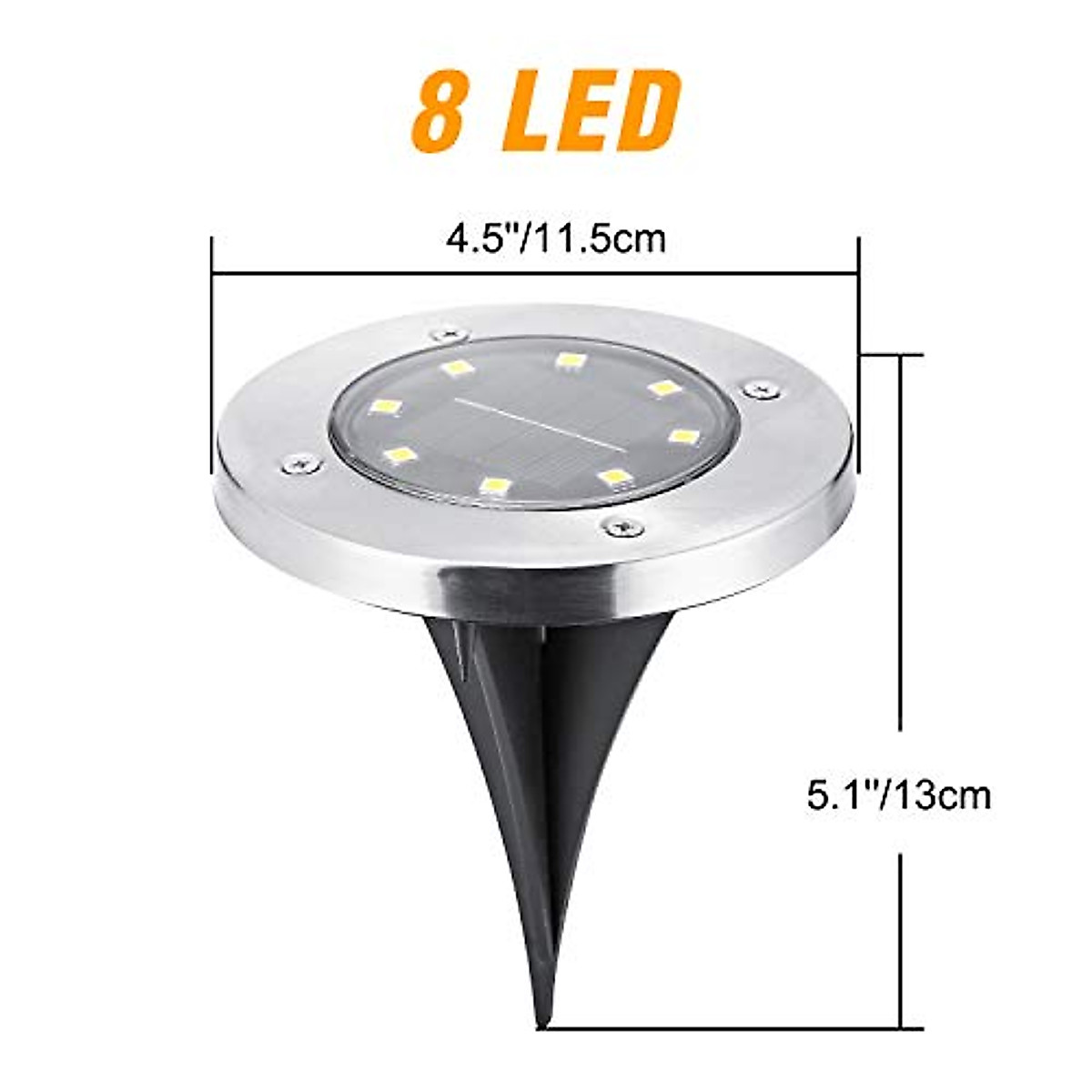 ODEETRONIC Solar Ground Lights Outdoor, 12 PCS 8 LED Solar Path Lights, Solar Disk Lights Waterproof, Flat Solar Garden Lights, Inground Solar Light for Landscape, Pathway, Patio, Walkway, Warm White