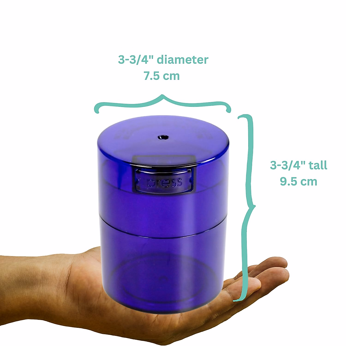 Tightvac - 1/2 oz to 3 ounce Airtight Multi-Use Vacuum Seal Portable Storage Container for Dry Goods, Food, and Herbs - Blue Tint