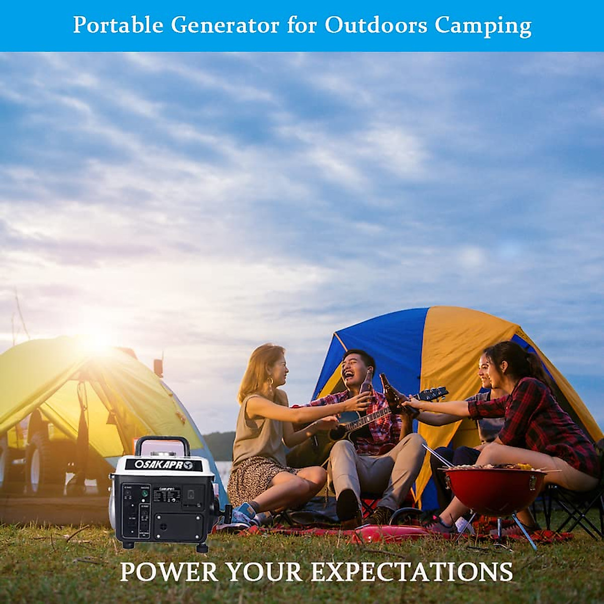WIILAYOK Portable Generator, 900 Watts Gas Powered Generator for Backup Home Use & Outdoors Camping Low Noise Ultra Lightweight EPA III and CARB Compliant (Black ＆ White)