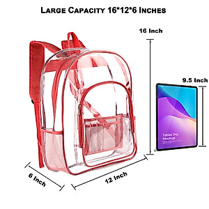 Keepcross Pink Clear Backpack for Women Girls,Heavy Duty Clear Bookbags for School College Work Security