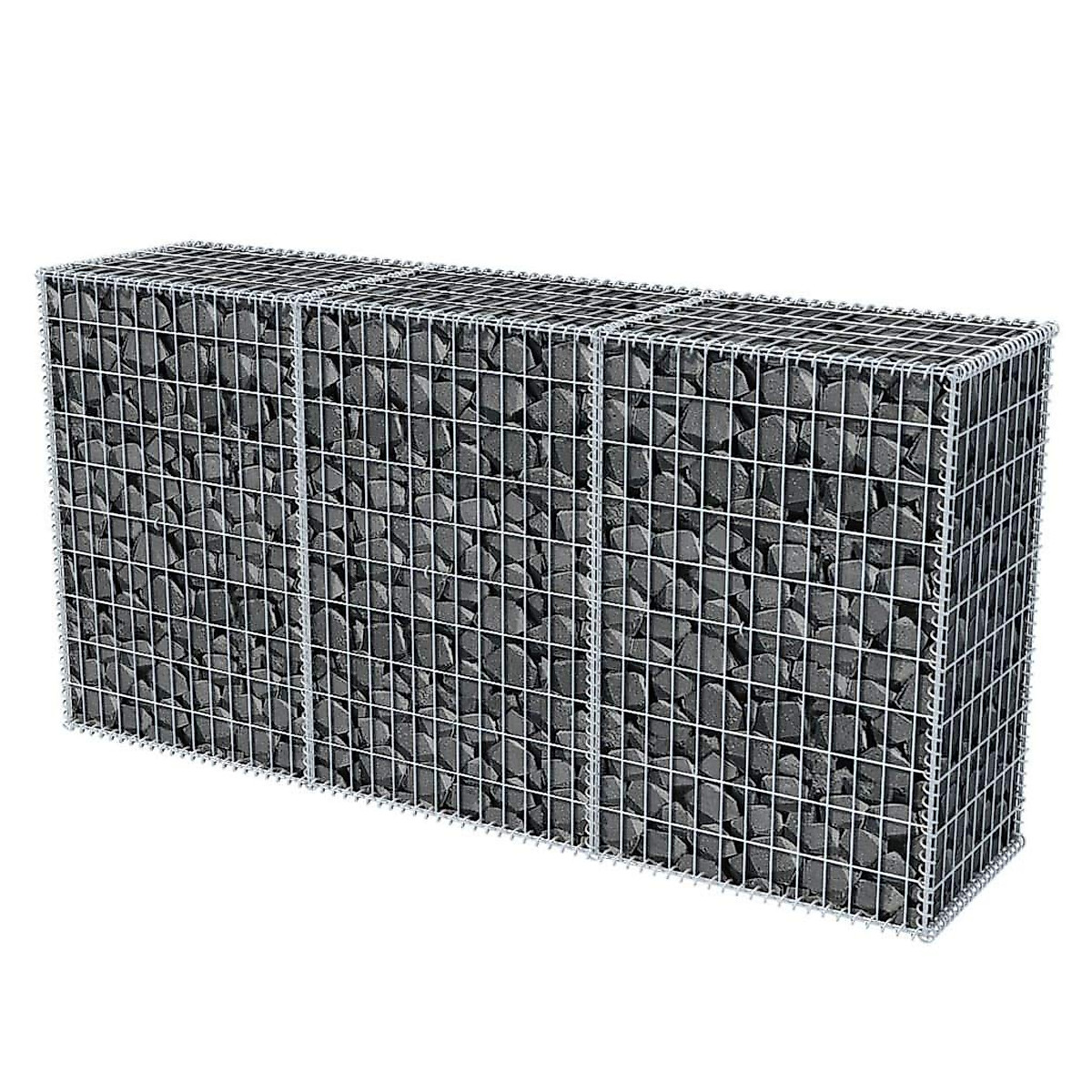 GOLINPEILO Fence Panel Outdoor Privacy Fence Screen Gabion Basket for Retaining Wall Block Gabion Cages Outdoor Decorative Fences Fencing for Yard, Silver Galvanized Steel 78.7"x19.7"x39.4" -AA