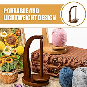 TOPPERFUN Wooden Yarn Spool Tool Wood Thread Rack Thread Spool Organizing Rack Yarn Holder for Crocheting Rotating Wooden Spool Stand Sewing Thread Stand Magnet Taper Thread To Weave, Light Brown