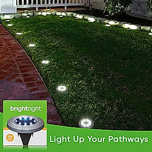 BrightRight Outdoor Solar Pathway Disk Lights (12 Lights) 8 White LED, Waterproof Decorative Landscape Lighting for Yard, Garden, Patio, Lawn, Deck, Pathway, Driveway - Dusk to Dawn