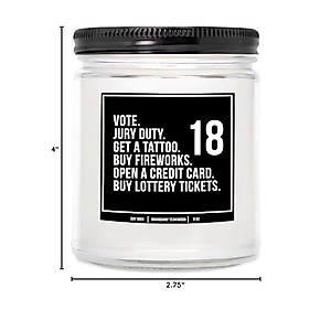 YouNique Designs 18th Birthday Candle 9oz Candle Gifts for 18 Year Old Girl, Boy, Daughter, Son, Male, Him, 18th Birthday Candles Gifts for Turning 18, 18th Birthday Present (Mahogany Teakwood)