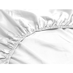 Linen and Towel 100% Organic Jersey Cotton Crib Fitted Sheet White Color Set of 2