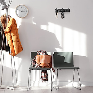 Key Holder for Wall Set of 2 Adhesive Key Holder Stainless Steel 3 Key Hooks Holder Rack Modern Key Hooks Hanger for Wall Home Kitchen Entryway Hallway Office Cabinet Bathroom (Black)