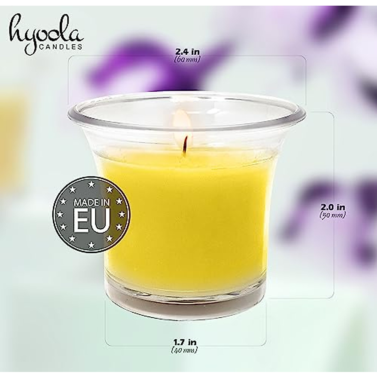 HYOOLA Clear Cup Filled Citronella Votive Candles - 12 Hour Burn Time - 12-Pack, Ideal Bug Repellent Candles, European Made