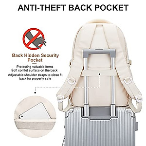 WEPOET Cute Middle School Backpack For Teen Girls,Waterproof Casual Bookbags,Lightweight Travel Daypack,Basic Laptop College Backpack For Women(White)