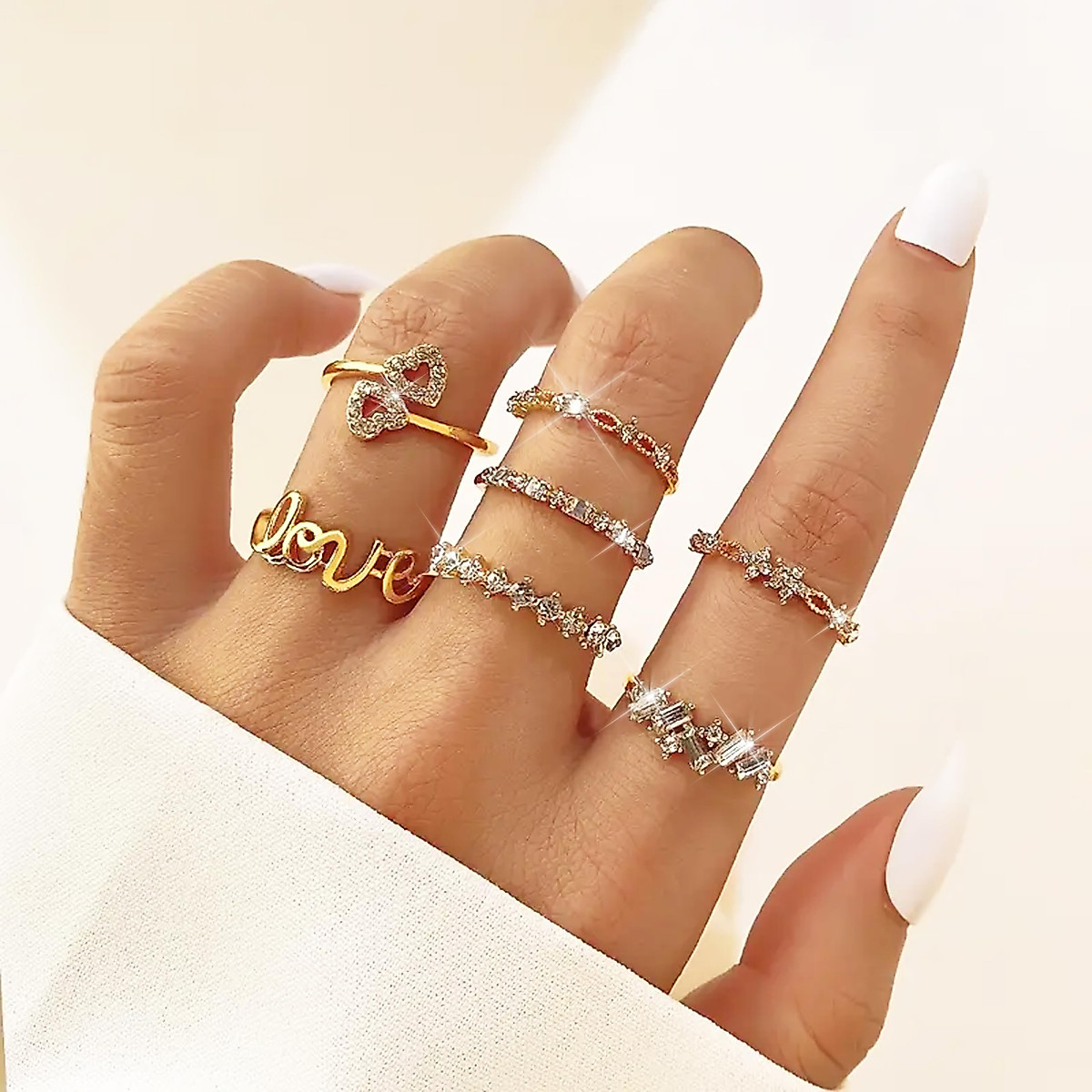 Gold Stackable Rings for Women Gifts Trendy Stuff Simple Star Moon Heart Knuckle Rings Set Boho Rings Cute Stuff Birthday Gifts Gold Rings Pack Jewelry
