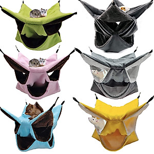 LeerKing Guinea Pig Hammock, Rat Ferret Hammock for Cage Hamster 3 Tier Hanging Bed Hideout for Sugar Glider Small Animal Chinchilla Gerbil