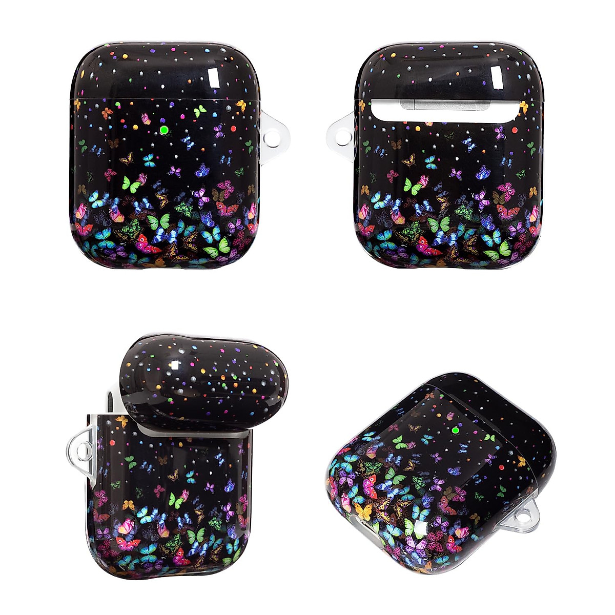 AirPod Case 2nd Generation Butterfly,AirPod Case 1st Generation Cute for Women Men with Keychain Silicone Cover Apple AirPods 2nd 1st Generation Charging Case Front Led Visible Colourful Butterflies