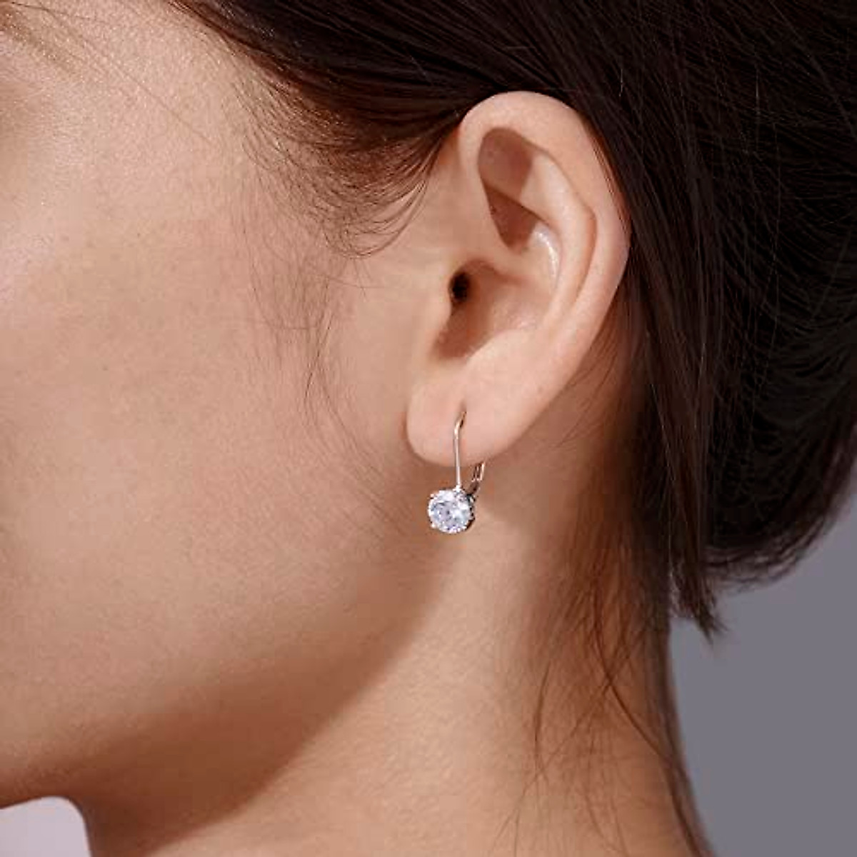 Amazon Essentials Platinum Plated Sterling Silver Lever back Earrings set with Round Infinite Elements Cubic Zirconia (2 cttw) (previously Amazon Collection)