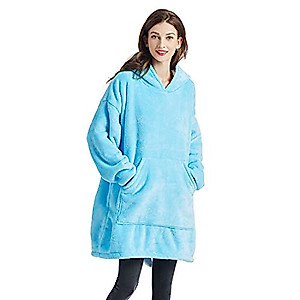 Wearable Blanket Anime Sweatshirt Hoodie Oversized Throw Blanket with Sleeves and Pocket for Adults, One Size Fits All