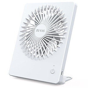 Zuvas Desk Fan Battery Operated , Rechargeable 180°Tilt Folding Personal Ultra Quiet Small Portable Fan 3 Speed Adjustable Strong Wind USB Fan For Office Bedroom Home Desktop Camping (White)