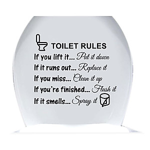 Bestjybt DIY Removable Toilet Rules Wall Quotes Stickers Washroom Bathroom Decals WC Sign Vinyl Art Decor for Kids Living Room Home Decorations