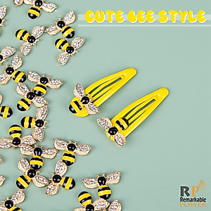 RP Remarkable Power, 40 Pack Bee Charm Pendants with Rhinestone Alloy Honeycomb Charms for DIY Jewelry Making