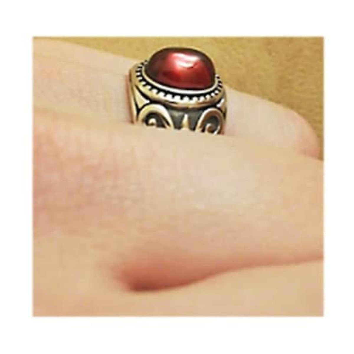 Red Garnet S925 Silver Damon salvatore heart TVD Ring Real ring For Men or woman, leaves Engraved, gemstone Fine Jewelry (9)