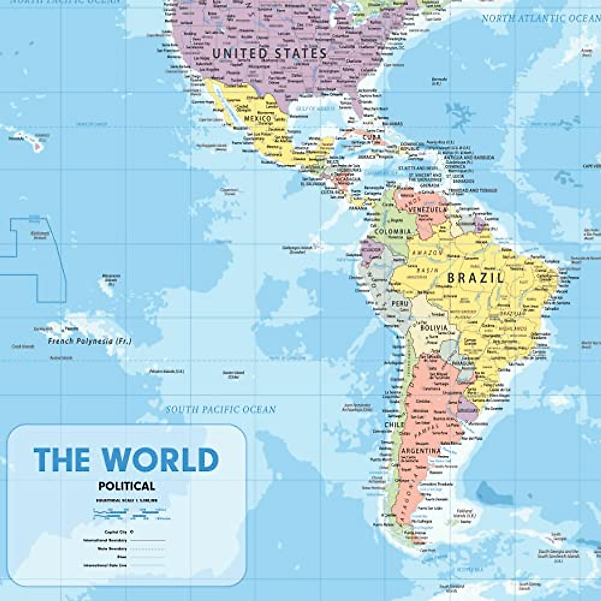 Hambli World Map For Wall – 37” x 26” Large Map of the World Poster - World Map Wall Art For Classroom, Kids & Travel