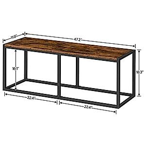 HOOBRO Dining Bench, 47.2 Inch Table Bench, Industrial Style Kitchen Bench, Steel Frame, Easy to Assemble, for Kitchen, Dining Room, Rustic Brown and Black BF12CD01