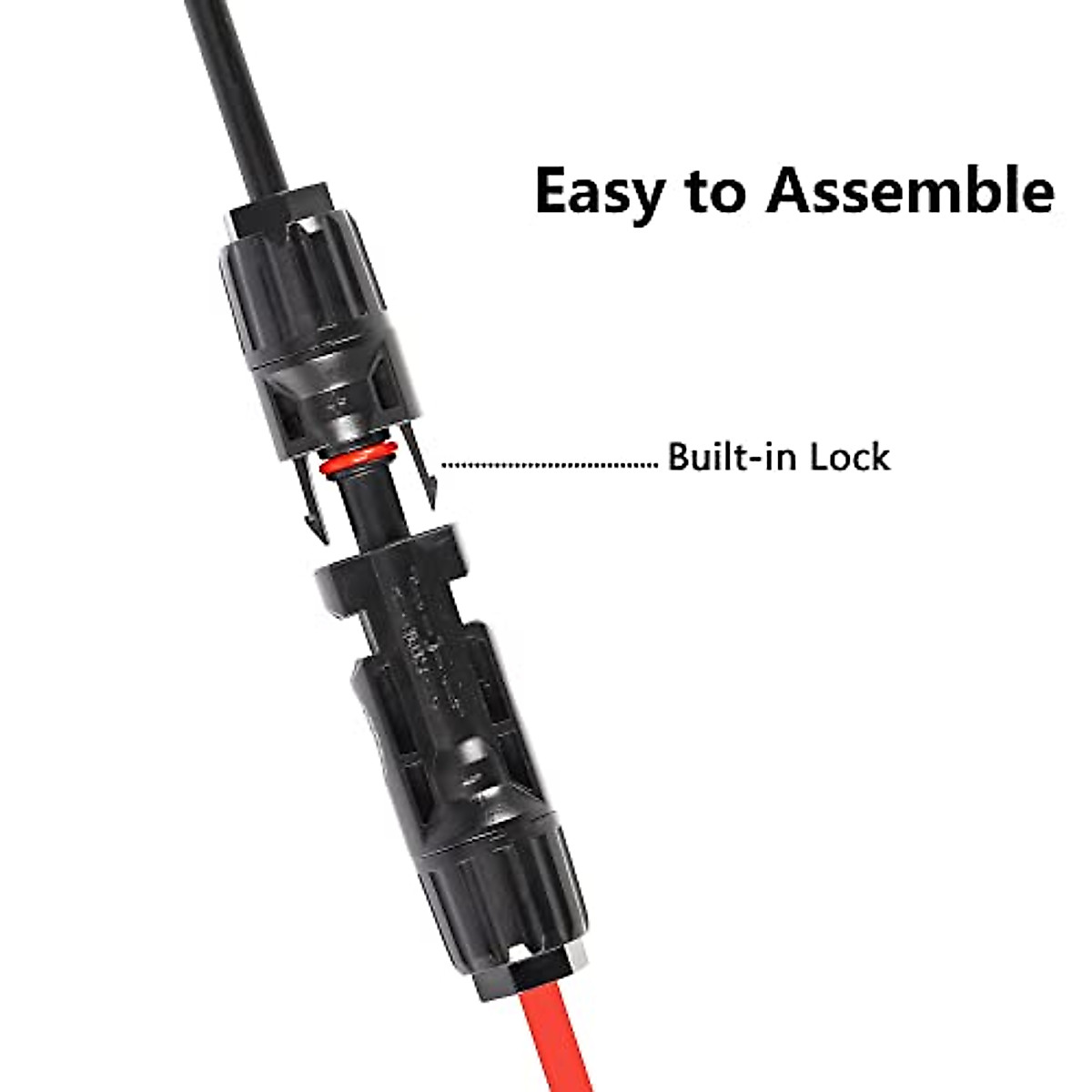 SinLoon 10AWG Solar Extension Cable,1 Pair 10 Gauge PV Solar Panel Bare Cord IP67 Waterproof Male to Female Solar Power Cable with 2 O Ring Terminal,for Solar Panel Wire (10AWG 3.3 FT)