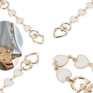 SONGKISSZQ Purse Strap Extender,Bag Extender Chain,Purse Chain Extender for Purse Handbags Shoulder Bag(White Heart)