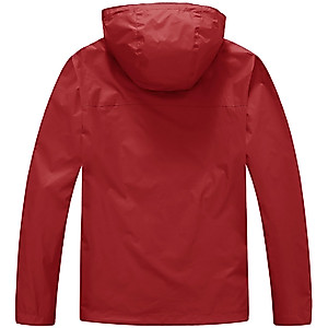 TBMPOY Men's Lightweight Rain Jackets Waterproof Hooded Running Cycling Hiking Raincoat Outdoor Windbreaker Wine Red M