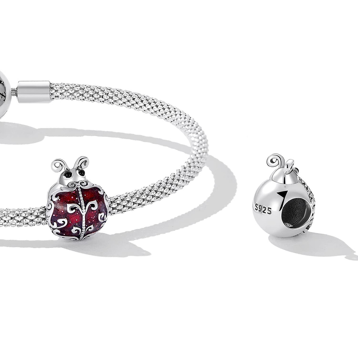 Pattern Ladybug Charm 925 Sterling Silver Charm Fits For Pandora Bracelet Necklace