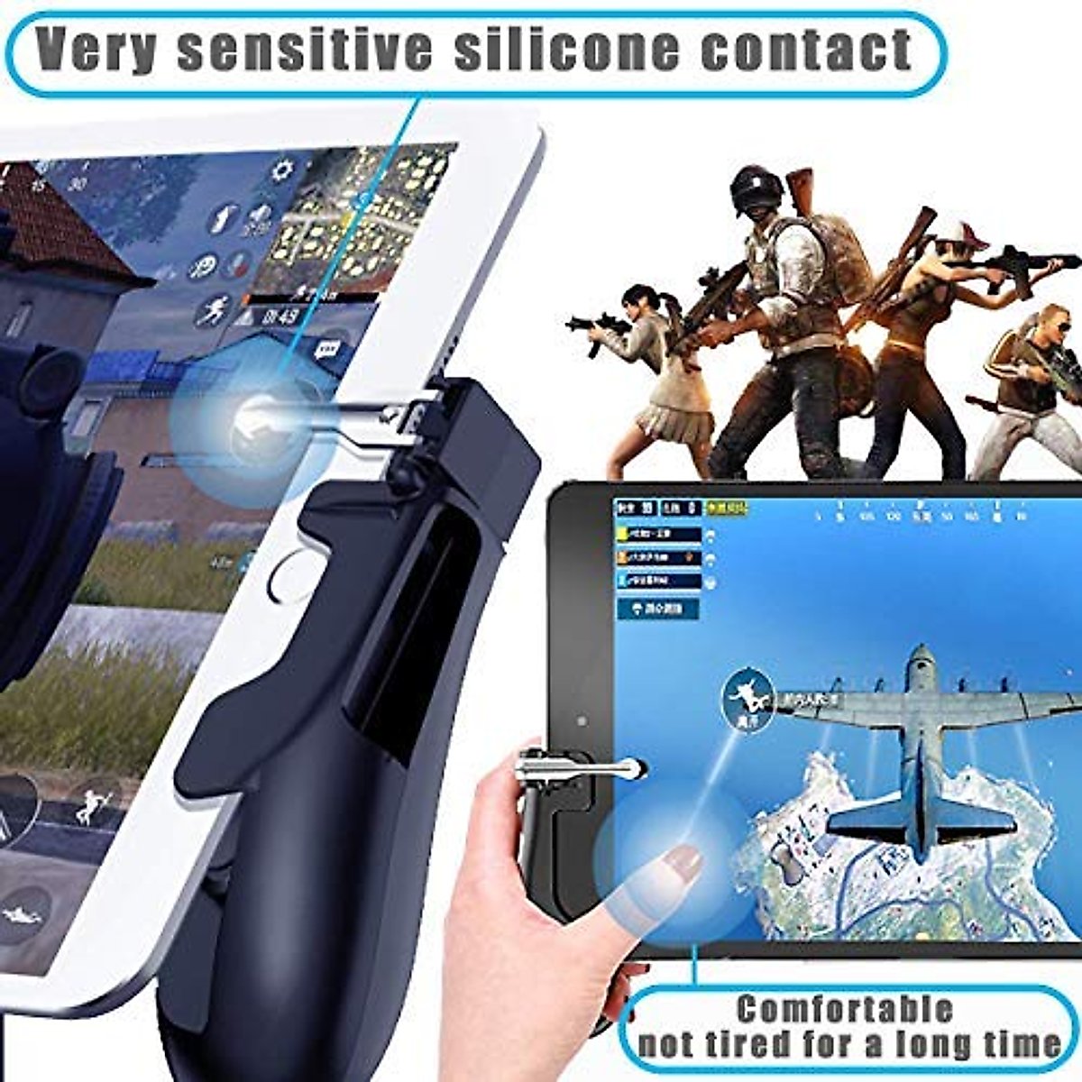 Ytuomzi Mobile Game Controller for iPad/Tablets, Sensitive Shoot Aim Gamepad Trigger for PUBG/Knives Out, Handgrip for Tablet & Smartphones