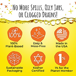 FryAway Pan Fry Waste Cooking Oil Solidifier Powder, 100% Plant-Based Cooking Oil Disposal, 1 Packet per 2 Cups of Oil, (Includes 4 Packets to Solidify 8 Cups / 2 Liters / 0.5 Gallon of Oil Total)