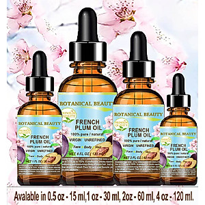 PLUM OIL French. 100% Pure Natural Virgin Unrefined Undiluted Cold Pressed Carrier Oil. For Face, Skin, Hair, Body, Lips, Nails (1 Fl.oz - 30 ml.) by Botanical Beauty