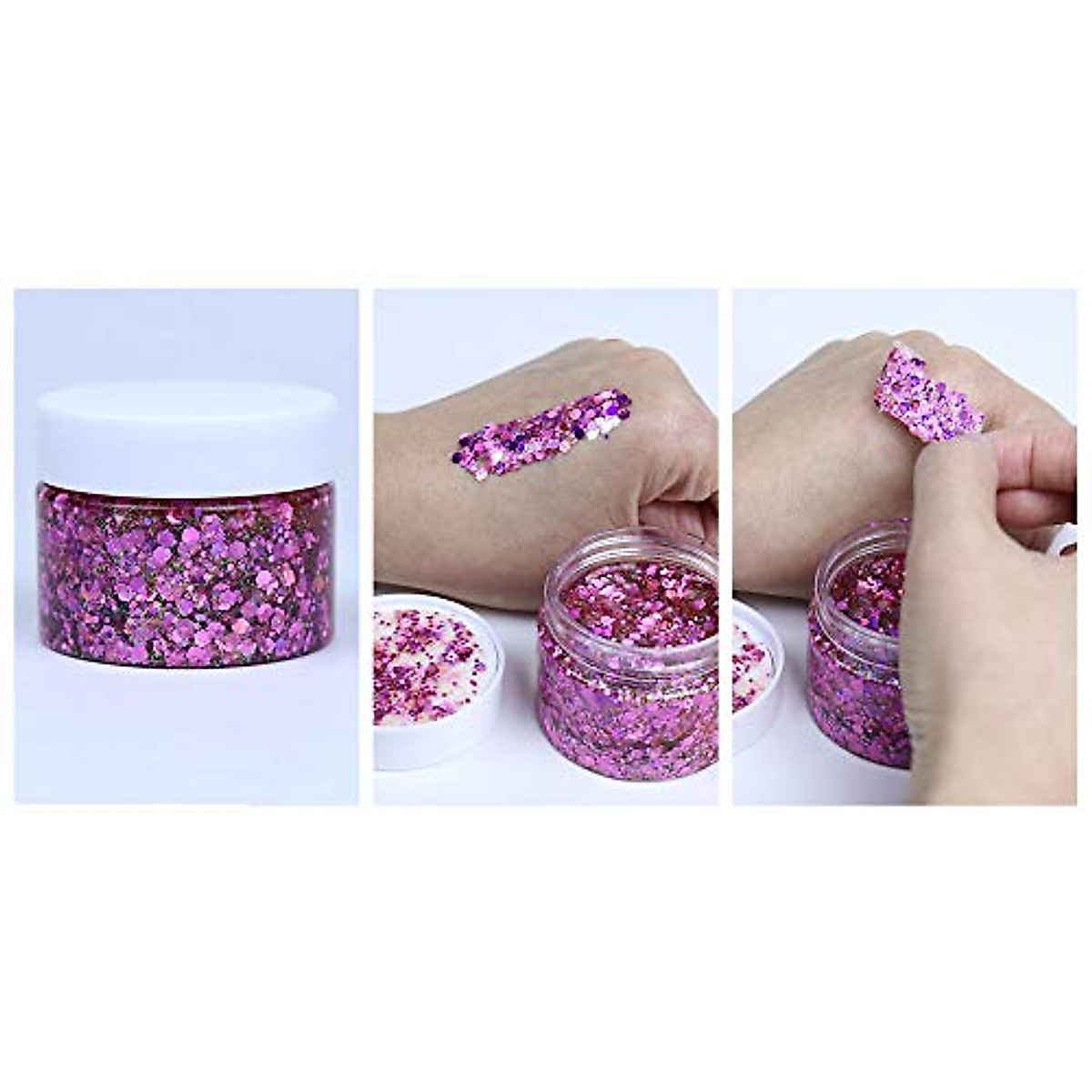 DAWILS Face Glitter Peel Off Chunky Glitter Gel Face Makeup Holographic Chunky Glitter Body Peel Off Formula Cosmetic Glitter Glue Pink