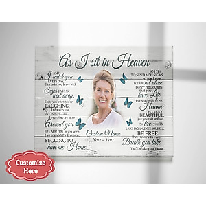 Butterfly Personalized Memorial Canvas for Loss of Loved one, Sympathy Gift for Loss of Sister Daughter Mom Dad - As I Sit In Heaven Canvas - VTQ128 (16x12 inch)
