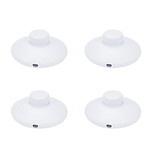 Coshar Pack of 4 Floor Foot Switch, Foot Pedal Lamp Switch Inline, Step-on-Button Control Switch for Light Lamp On-Off Control - White