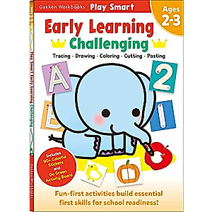 Play Smart Early Learning: Pre-k Activity Workbook : Learn Essential First Skills: Tracing, Coloring, Shapes, Cutting, Drawing, Picture Puzzles, Numbers, Letters; Go-green Activity-board