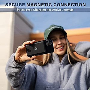 AMP PAK Magnetic Power Bank Wireless Portable Charger for iPhone, 5000mAh 15W Fast Wireless Charger for Cordless Rush Charge, Compatible with MagSafe Magnetic Cases and Qi Enabled Devices (Black)