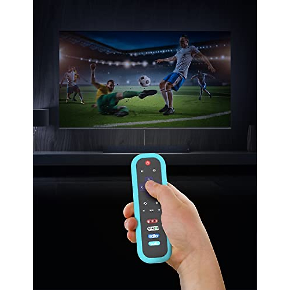 Remote Case for Roku Smart TV RC280 RC282 URC280J XRC280J Remote Control Universal Replacement Lightweight Silicone Case Cover Sleeve Skin with Lanyard for Roku TV Remote(Glow in Dark-Blue)