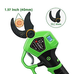 K KLEZHI Cordless Electric Pruning Shears Battery Powered Tree Branch Pruner Cut Capacity of 40mm / 1.58inches, 2 x 2 Ah Lithium Rechargeable Battery 6-8 Working Hours Green