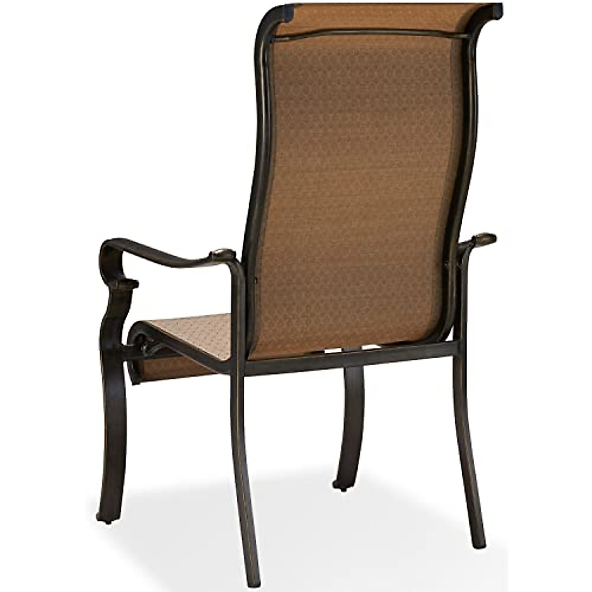 Hanover Brigatine 7-Piece Modern Patio Dining Set with 6 Quick-Dry Tan Sling Chairs and 40"x70" Square Cast-Top Table, All-Weather Outdoor Furniture Set for Backyard and Deck