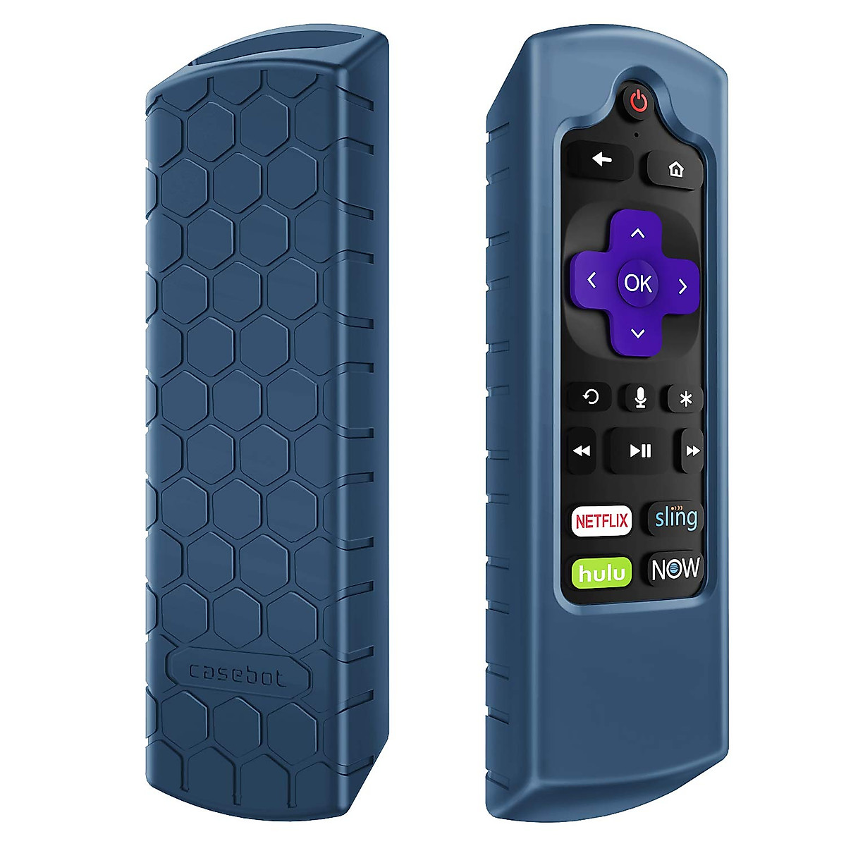 CaseBot Remote Case for Roku Voice, Express HD / 4K+, Ultra LT Enhanced Voice, Express 3930, Premiere+ 3921, Streaming Stick+ Remote, Honey Comb Anti Slip Shockproof Silicone Cover, Cyan Blue