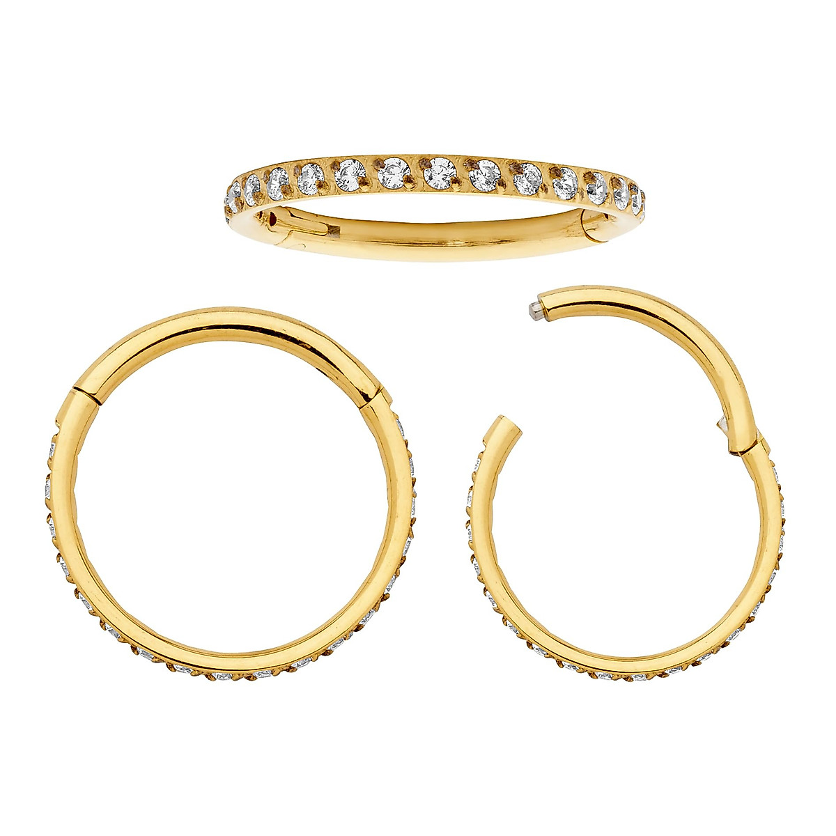 365 SLEEPERS 16G Titanium 6mm-14mm Gem Hinged Hoop Segment Nose Ring Helix Tragus Septum Unisex Earring Body Piercing Jewelry